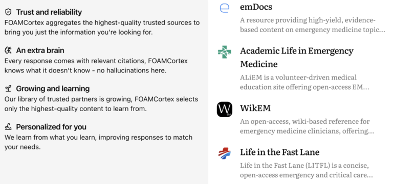 FOAM Cortex: AI Clinical Search Tool • LITFL • App Review